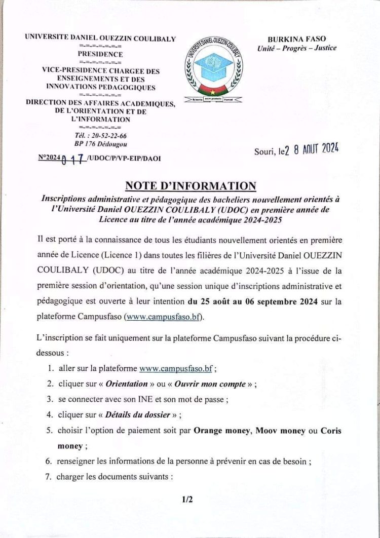 Inscriptions administrative et pédagogique des bacheliers nouvellement ...